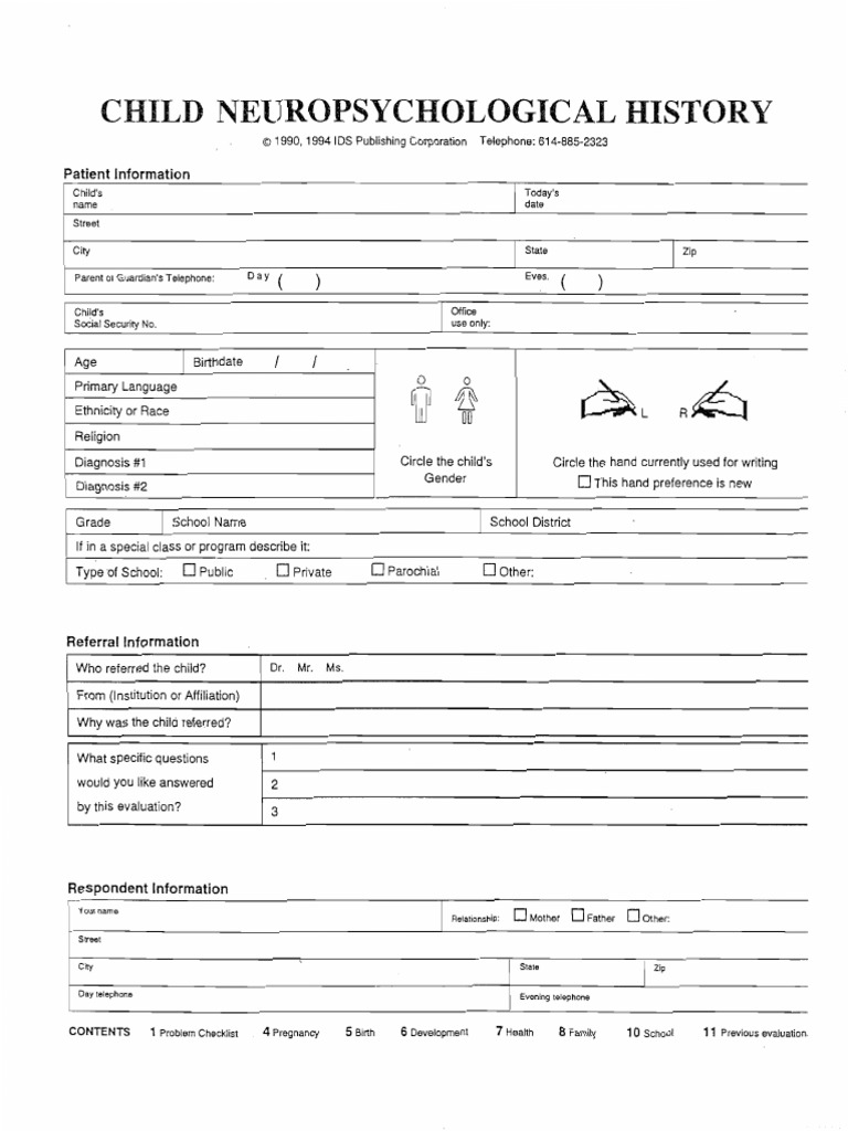 Child Neuropsych History | PDF
