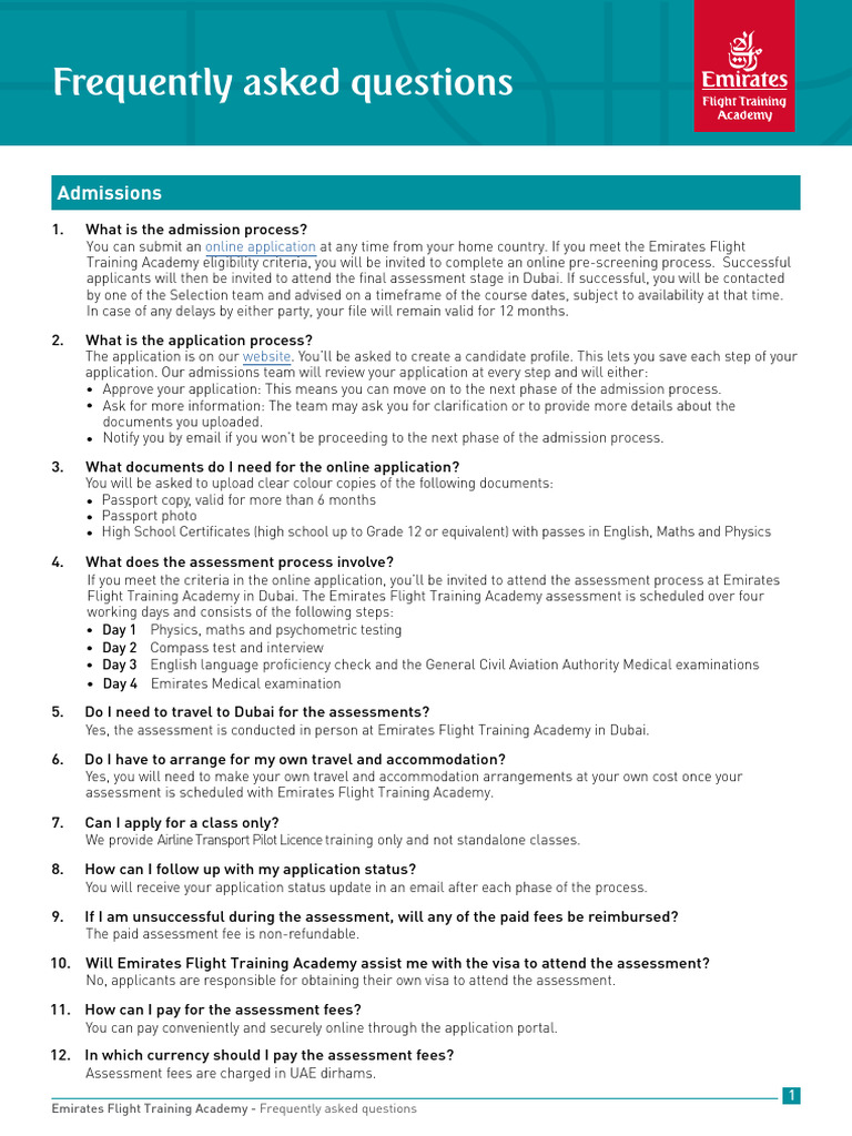 Emirates Flight Training Academy Guide | PDF | Aviation