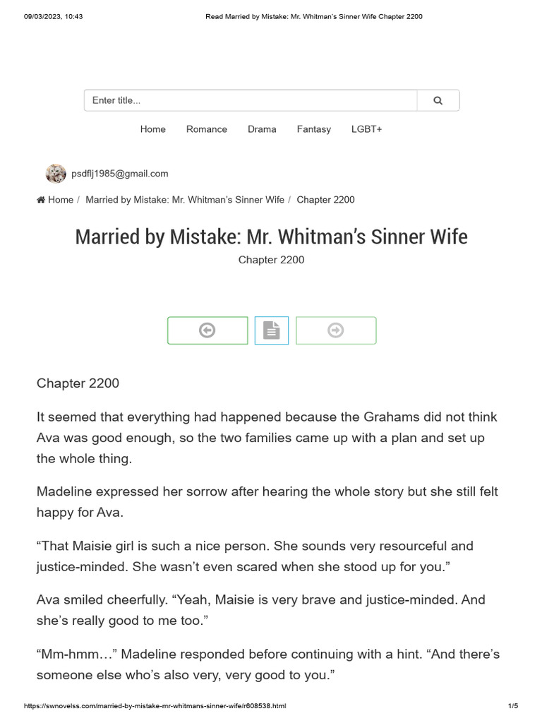 Read Married by Mistake - Mr. Whitman's Sinner Wife Chapter 2200 | PDF