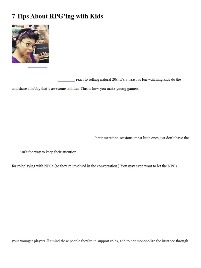 7 Tips About RPGing with kids | PDF | Role Playing Games | Gaming