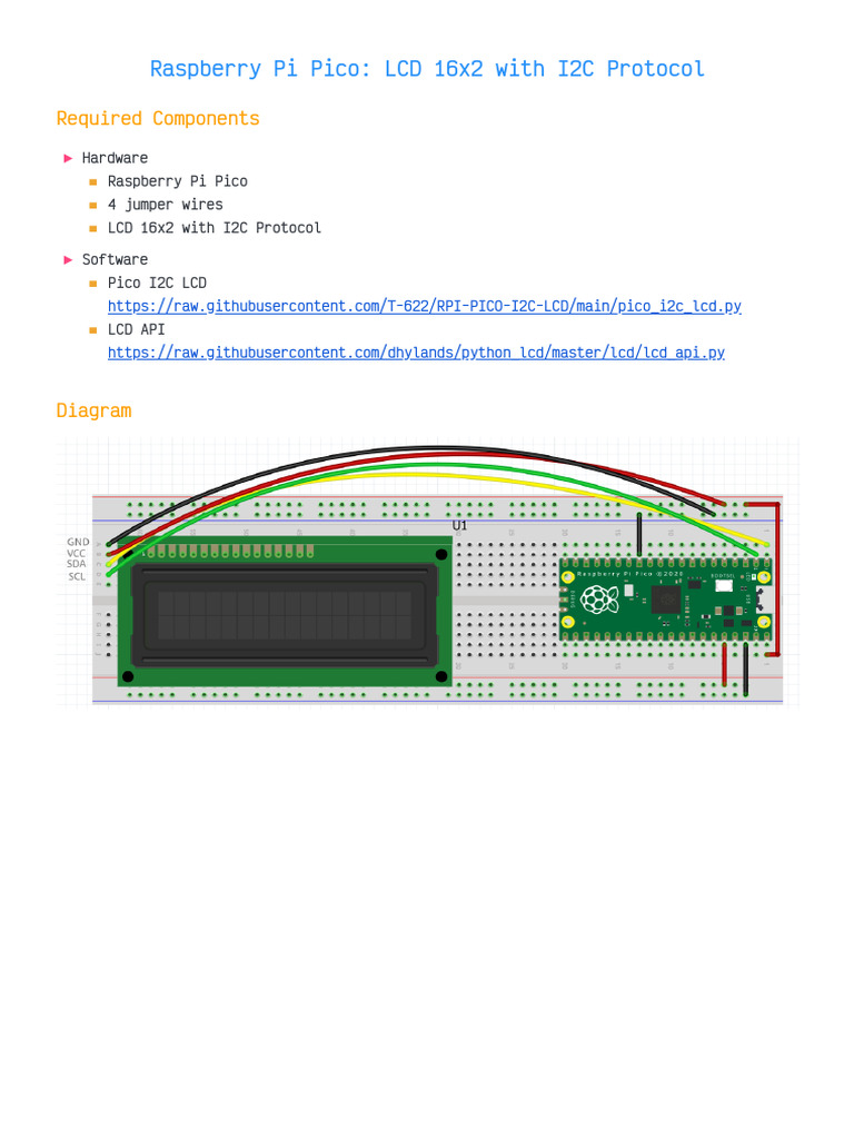 03 - RPi Pico - LCD 16x2 I2C Interface | PDF