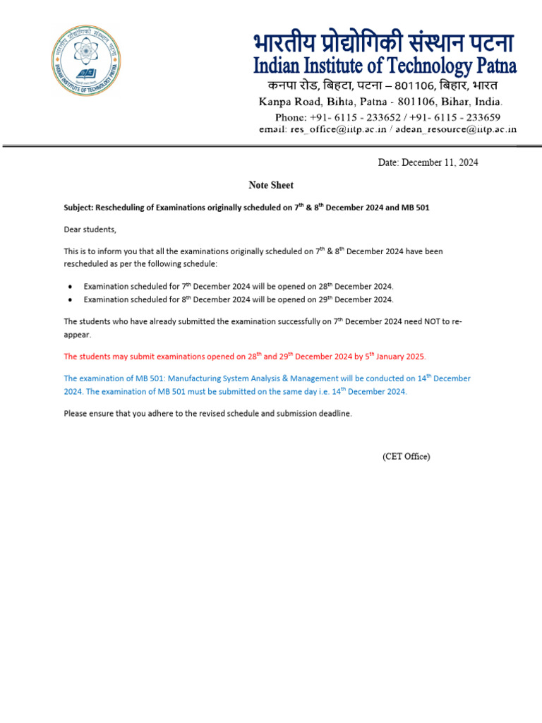 Examination Notice PG | PDF