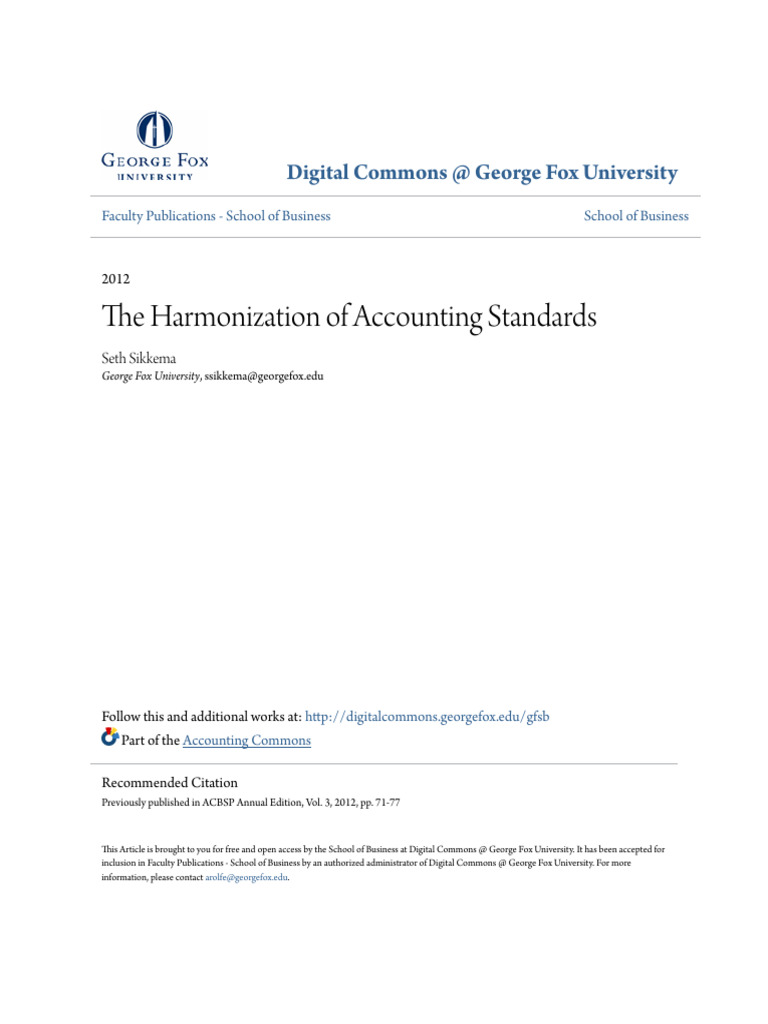 Harmonizing Global Accounting Standards | PDF | Fair Value | Generally Accepted Accounting ...