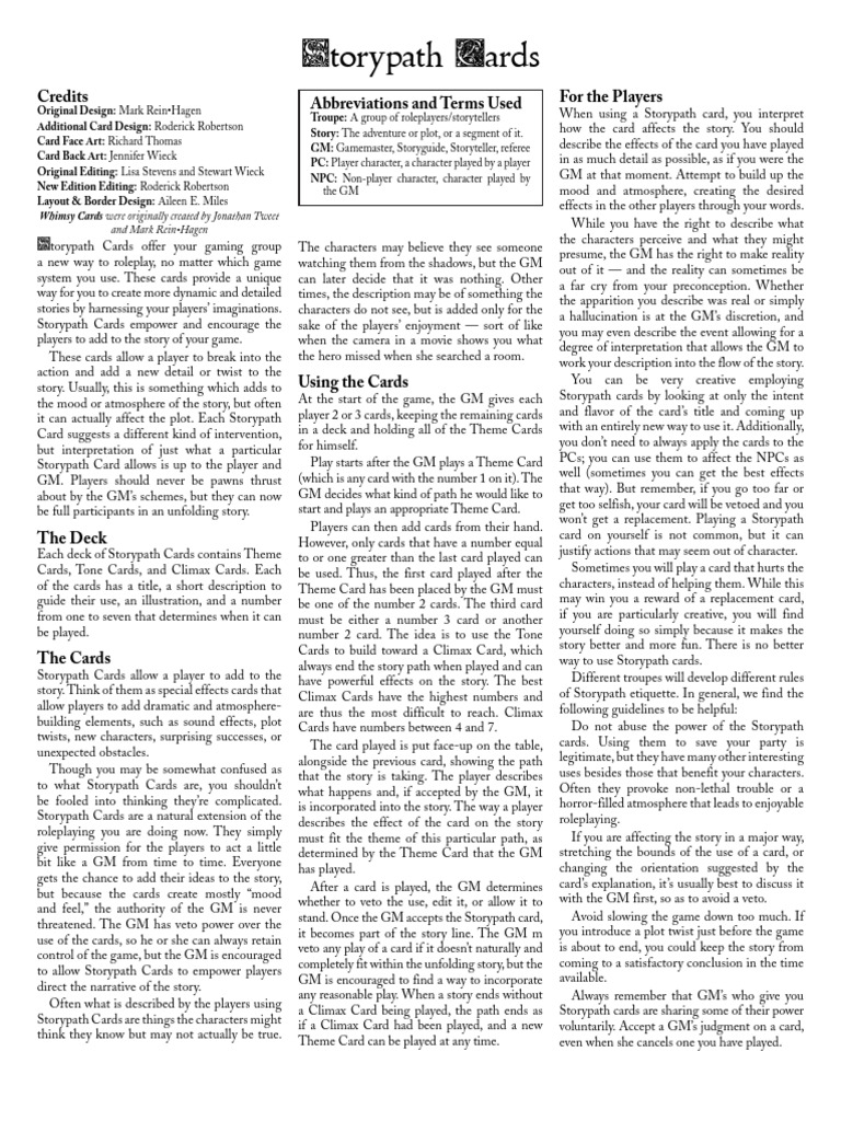 Roleplaying with Storypath Cards | PDF | Role Playing Games