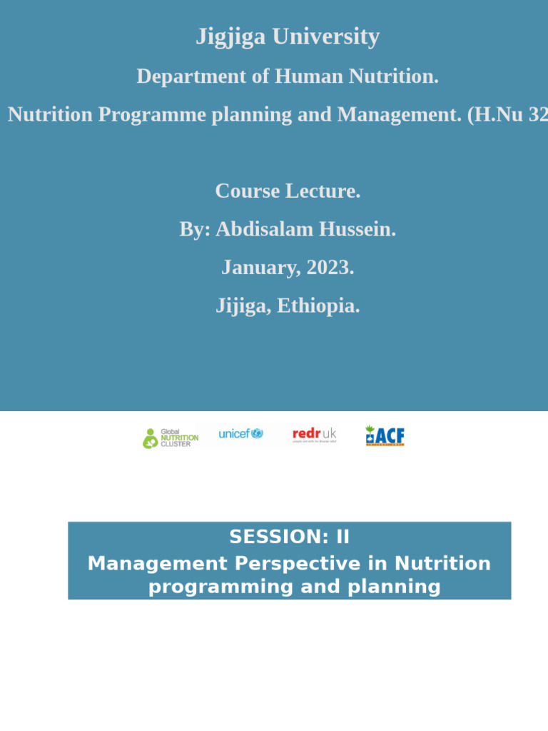 Nutrition Programming Management Overview | PDF | Malnutrition | Food ...