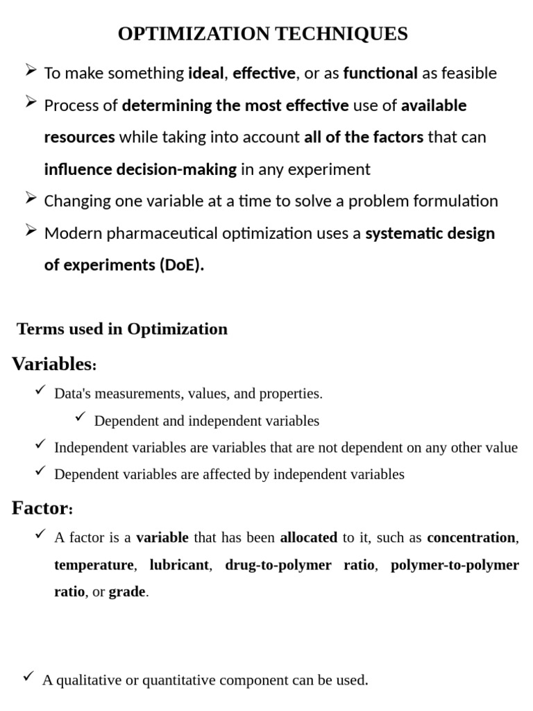 Op Tim Ization | PDF | Tablet (Pharmacy) | Mathematical Optimization