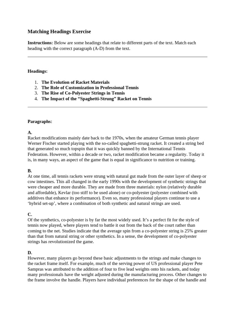 How Tennis Rackets Have Changed | PDF