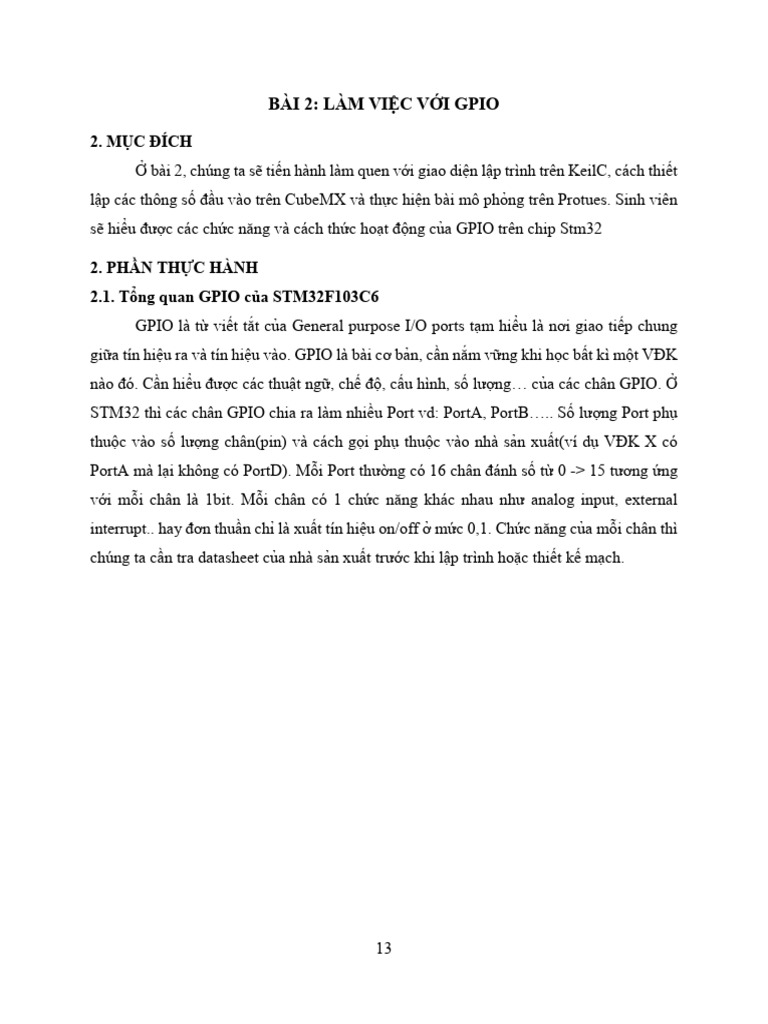 Pnu-Cr63 - TH Rtos STM32F1 - Bai 2 Gpio | PDF