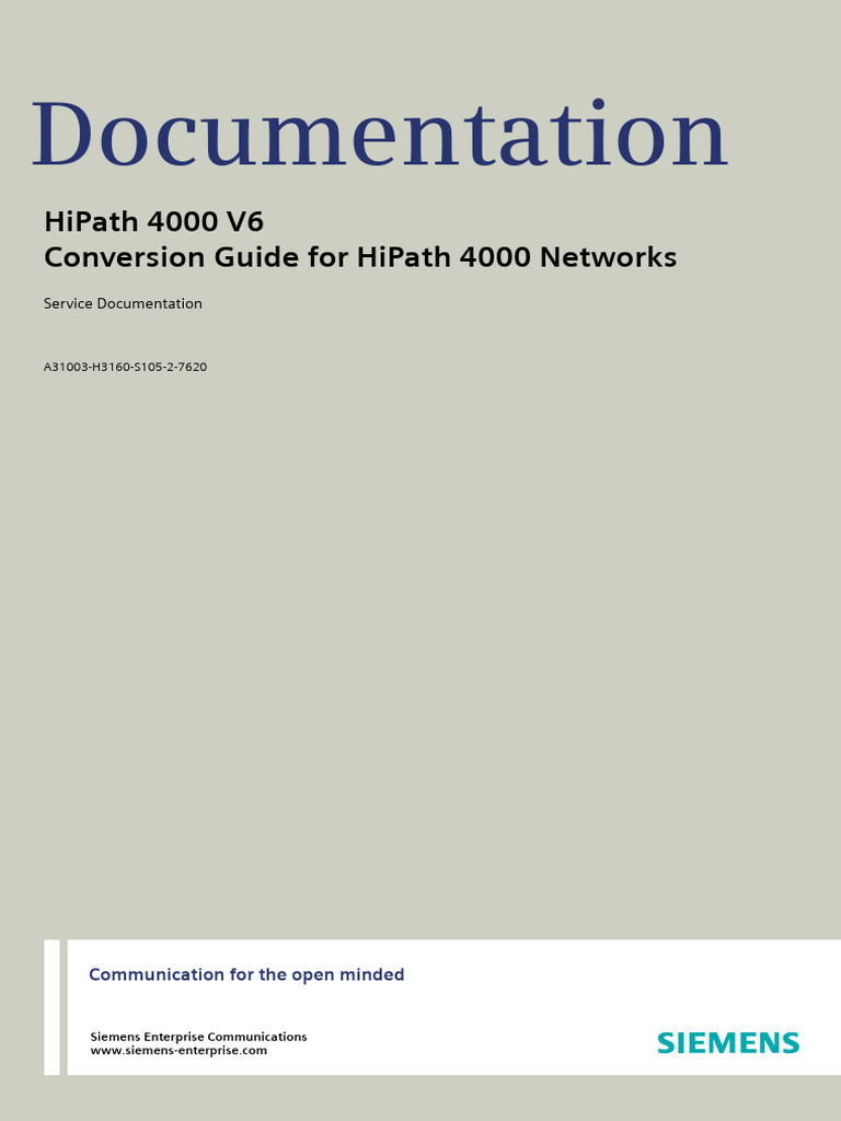 Siemens Hipath 4000 v6 Conversion Guide | PDF | Computer Network | Ip ...