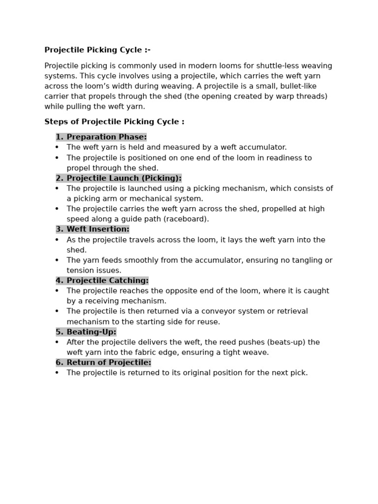 Projectile Picking Cycle | PDF