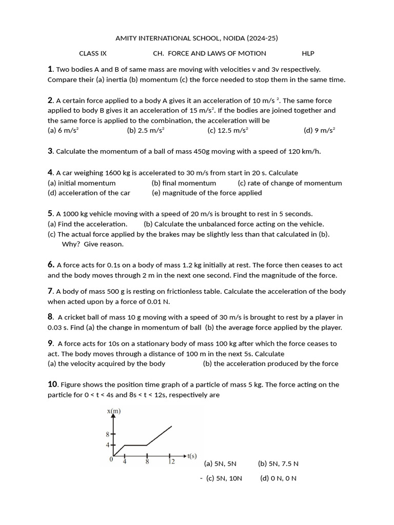 Class IX Physics: Motion & Force | PDF