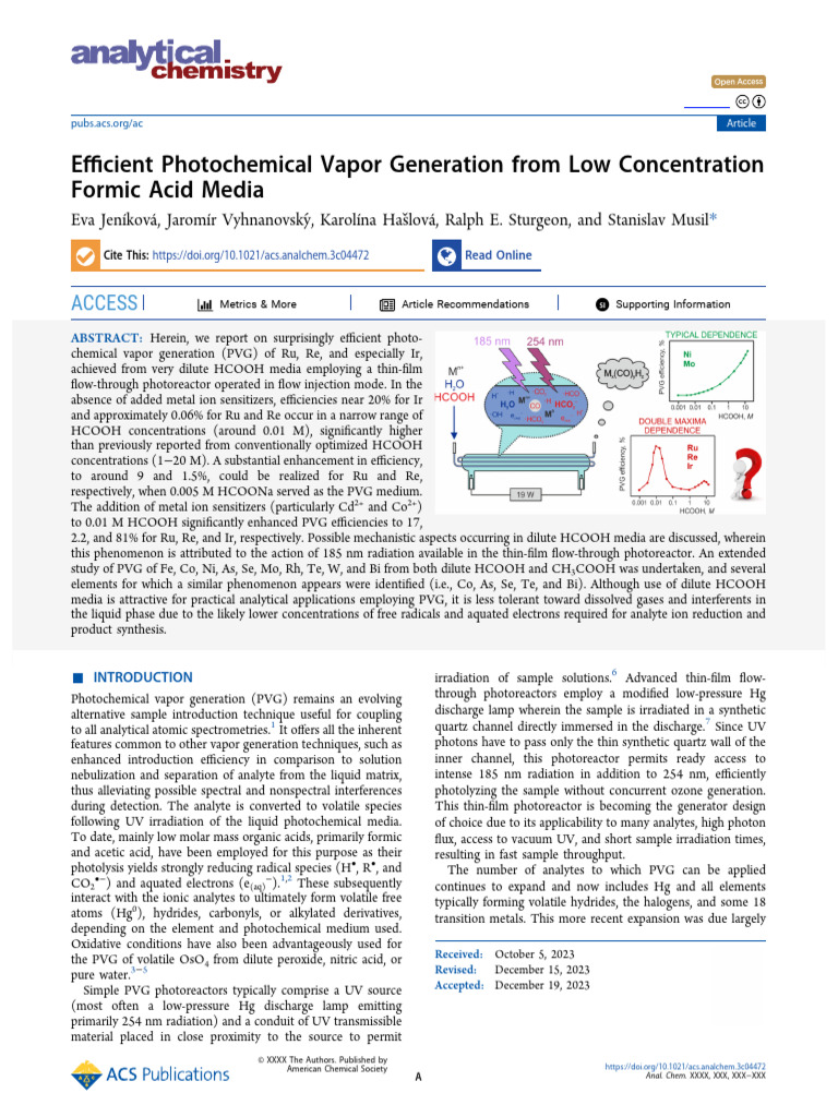 Efficient PVG from Dilute Formic Acid | PDF | Ultraviolet | Chemistry