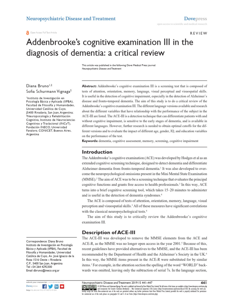 ACE Article 1 | PDF | Dementia | Alzheimer's Disease