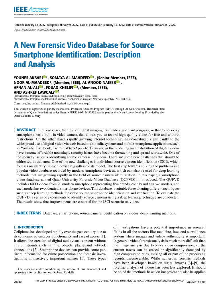 A New Forensic Video Database For Source Smartphone Identification ...
