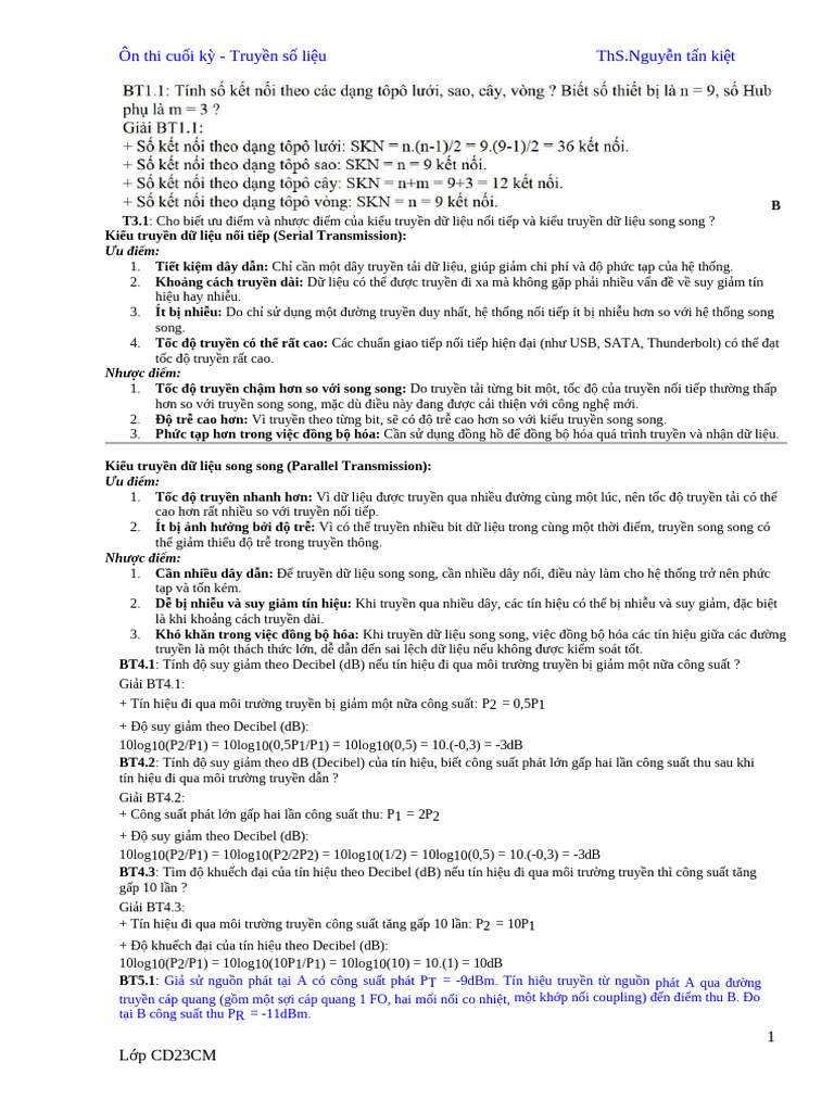 On thi cuoi ky_CD23CM_Truyen so lieu | PDF