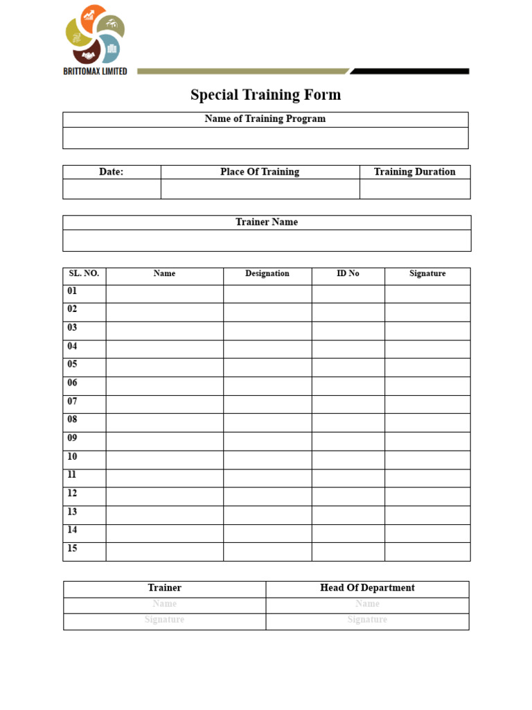 Special Training Program Registration Form | PDF