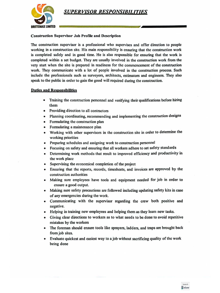Supervisor Responsibilities 1 | PDF