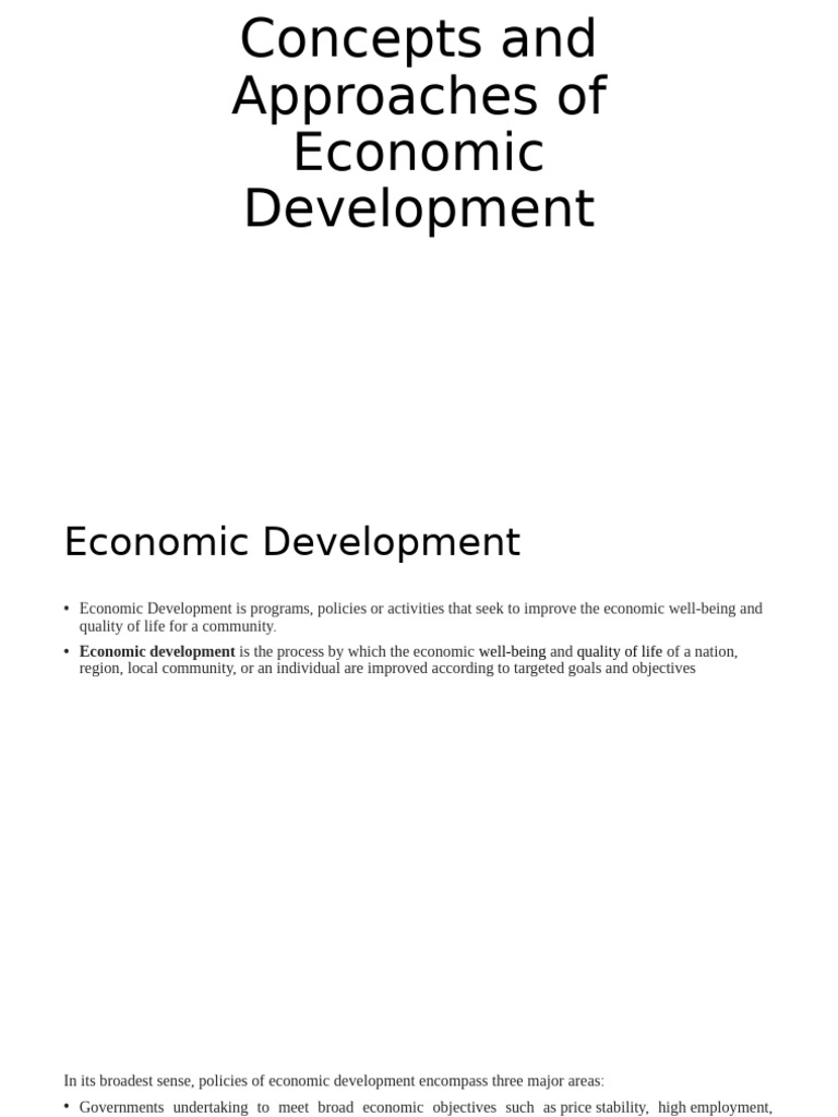 Concepts and Approaches of Economic Development | PDF | Economic ...