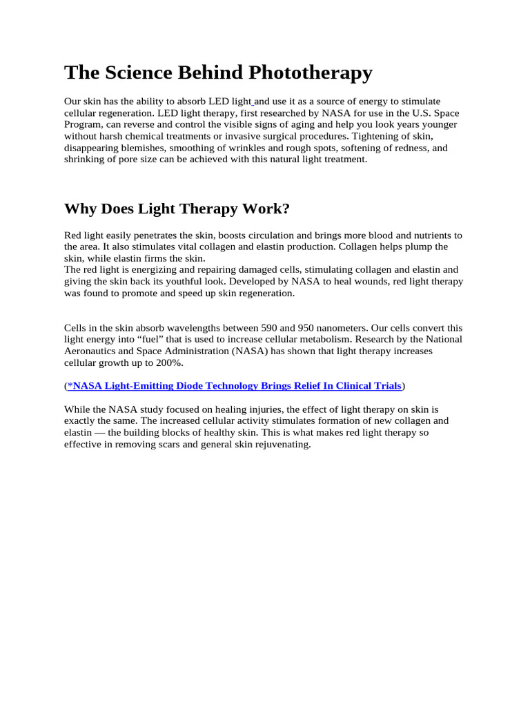 Benefits of LED Light Therapy for Skin | PDF | Ultraviolet | Healing