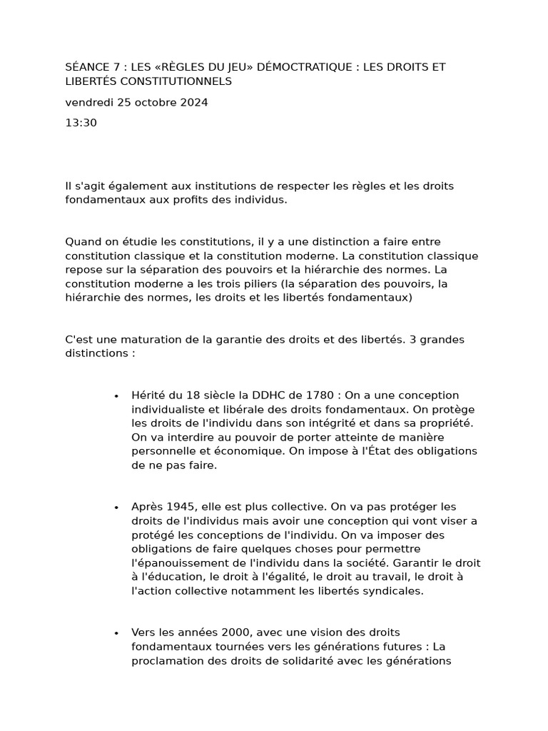 Droits et Libertés Constitutionnels en France | PDF | Chartes ...