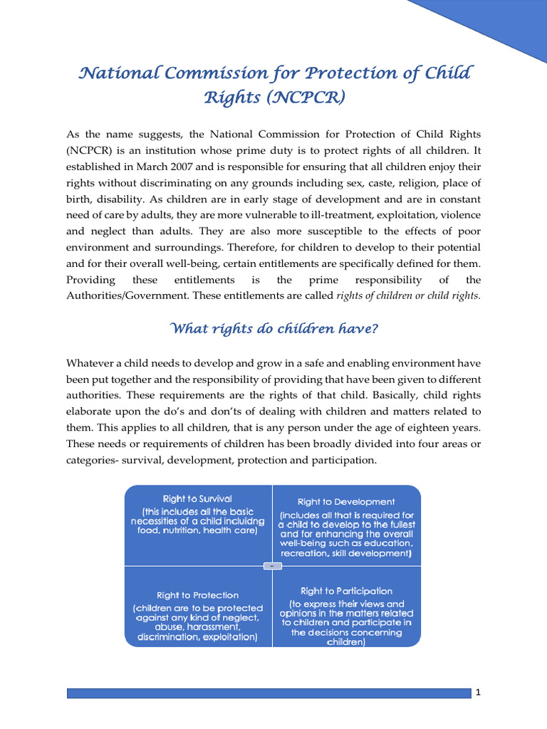 NCPCR: Safeguarding Child Rights in India | PDF | Human Trafficking ...