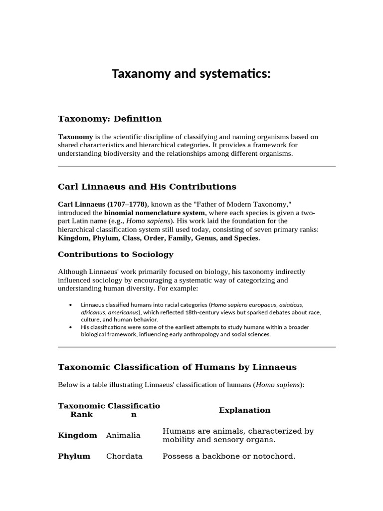 Taxanomy and Systematics | PDF | Evolution | Gene