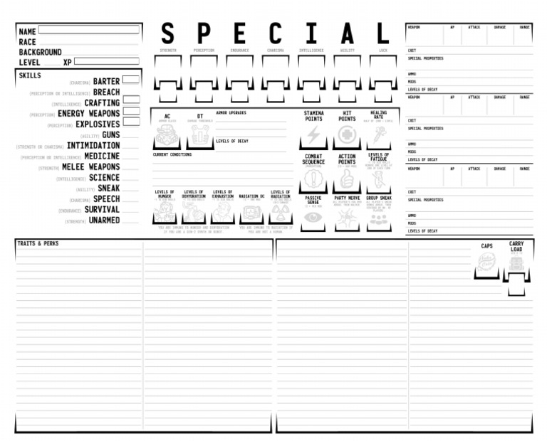 Fallout Character Sheet Victor Cartwright | PDF