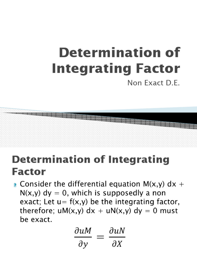 Determination of Integrating Factor.pptx (1) | PDF