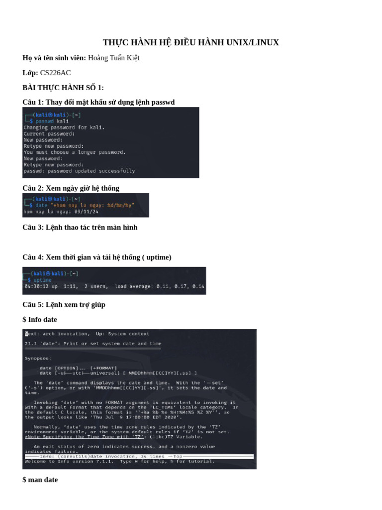 THỰC HÀNH HỆ ĐIỀU HÀNH UNIX | PDF