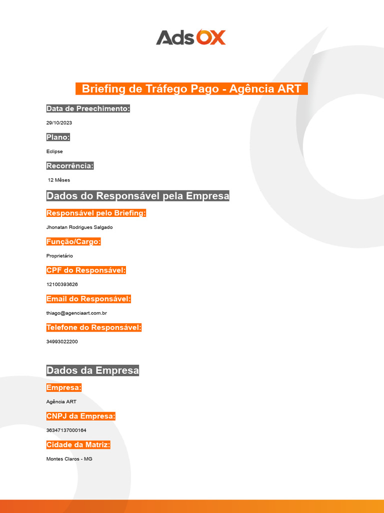 Briefing - Agência ART | PDF