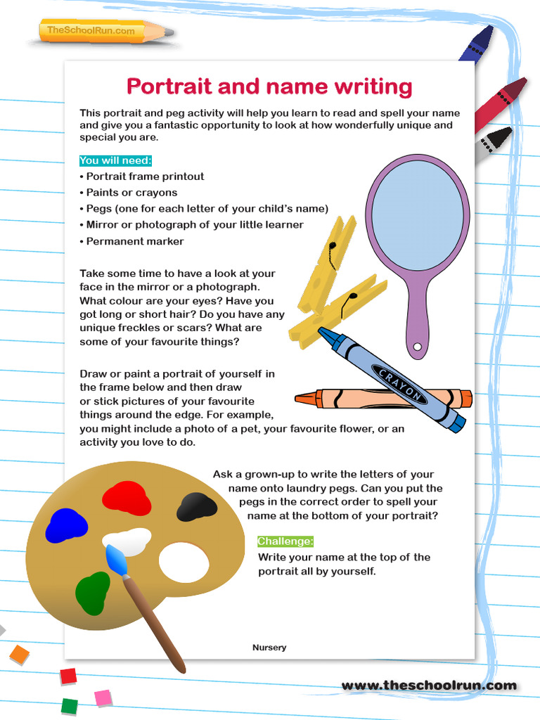 Name Writing and Portrait Activity | PDF