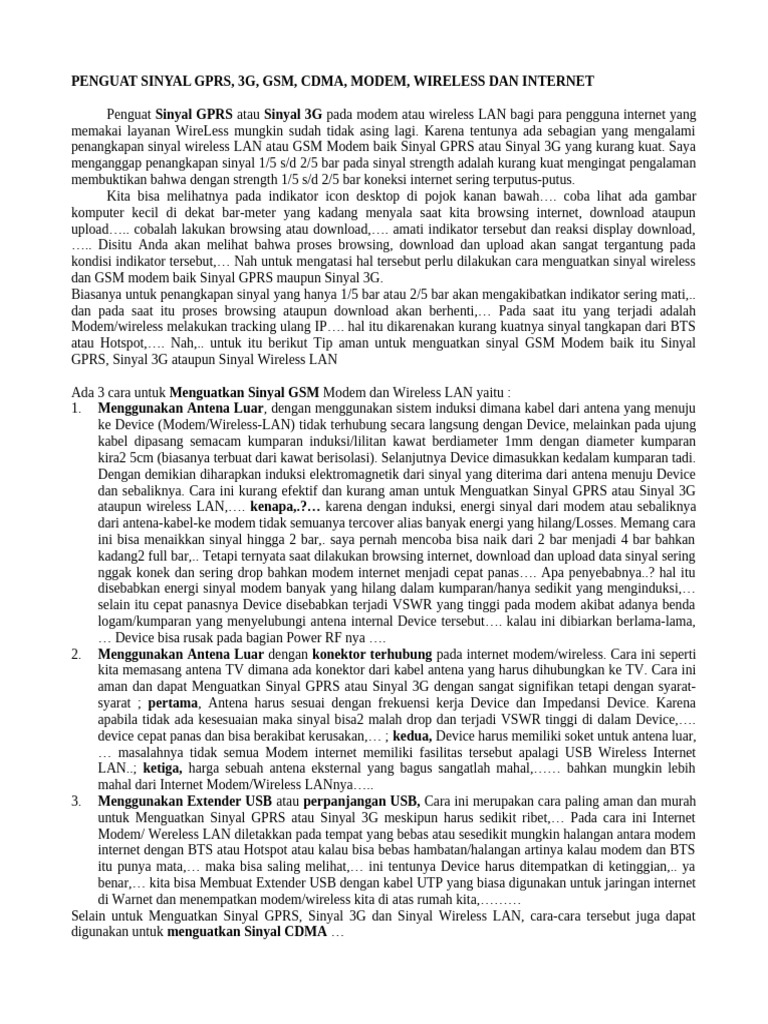 Penguat Sinyal GPRS, 3G, GSM, CDMA, Modem, Wireless, Internet | PDF