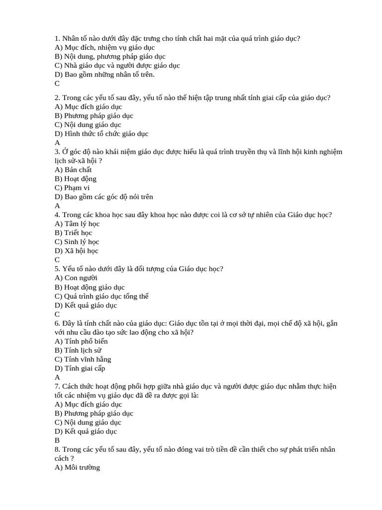 Trắc Nghiệm GDH 151c | PDF