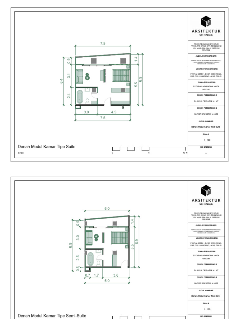 TA - Hotel - Denah Modul KT 1 | PDF