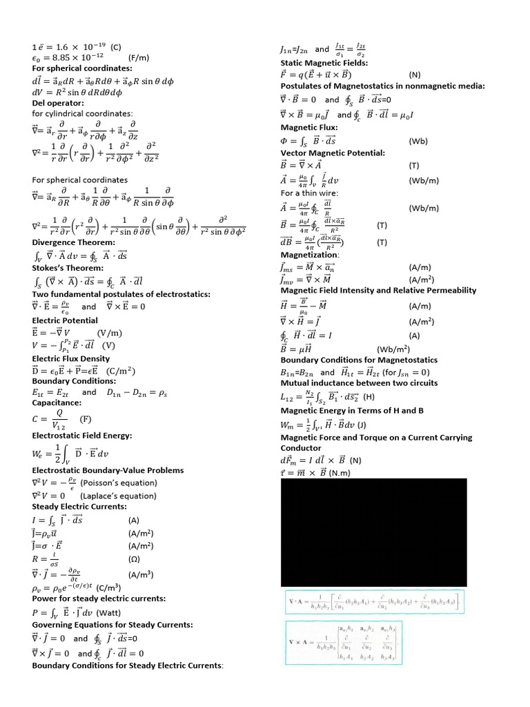 Final Formül Kağıdı | PDF | Electrostatics | Physical Quantities