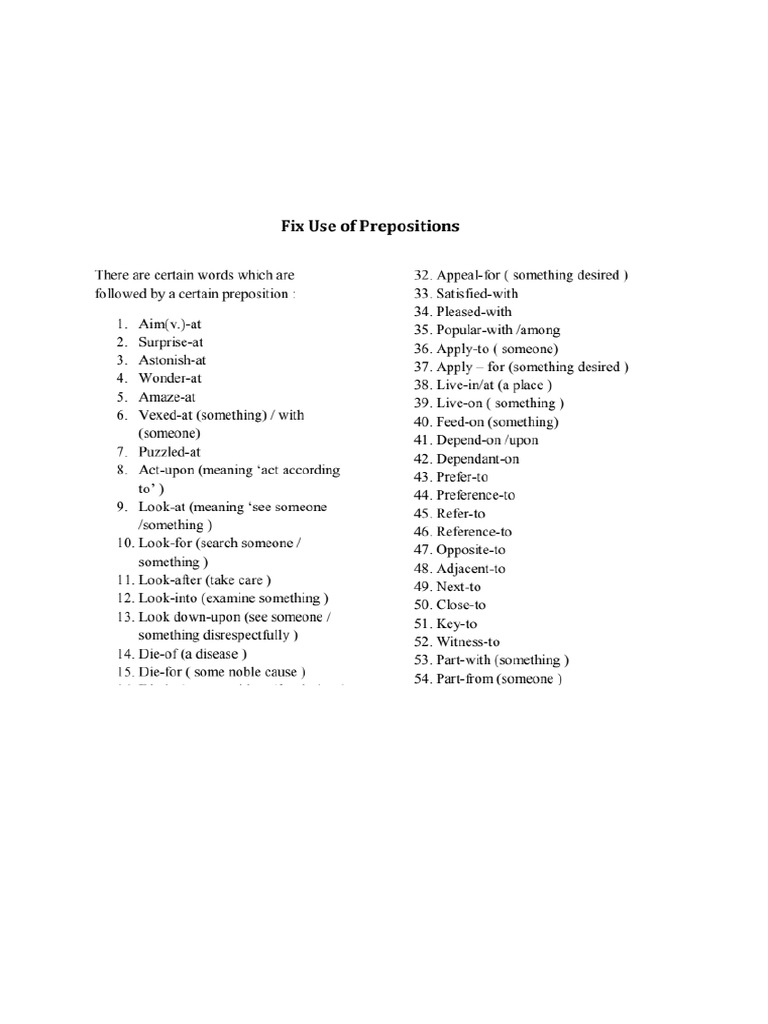 Fix Use of Preposition Notes | PDF