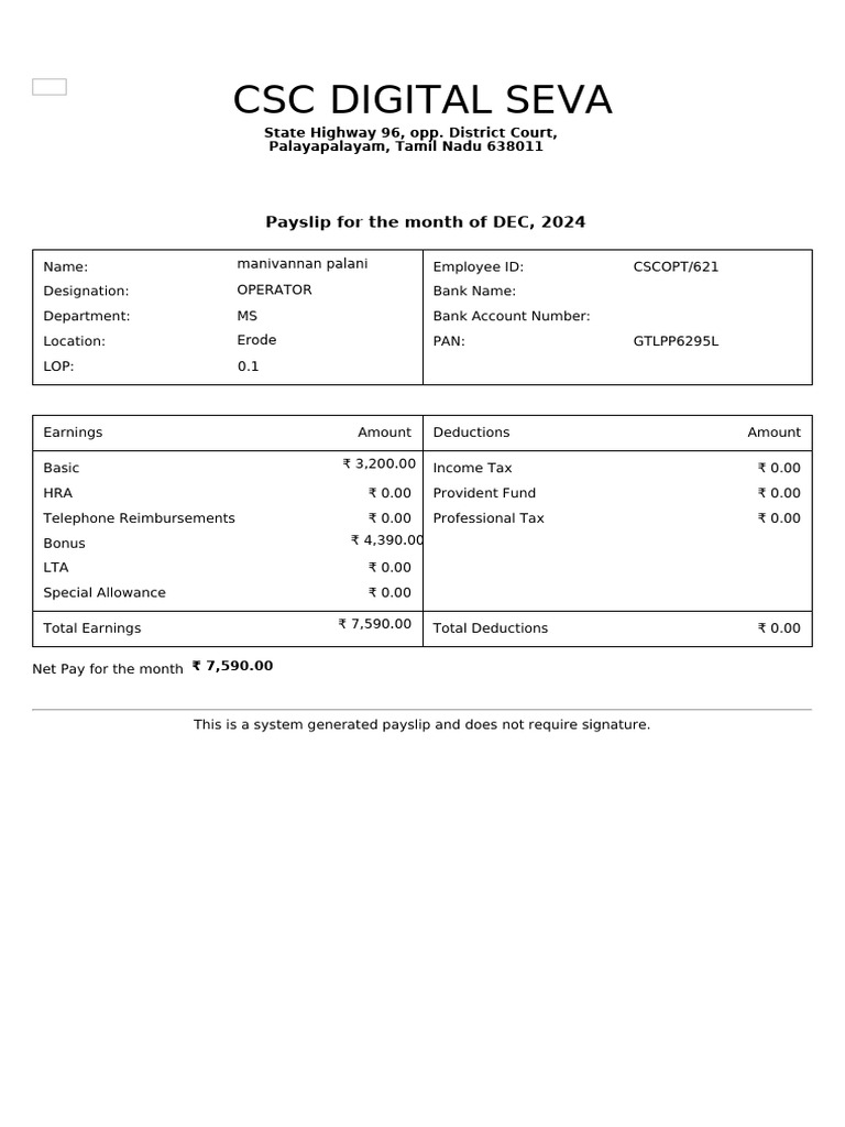 jothi payslip (1) | PDF