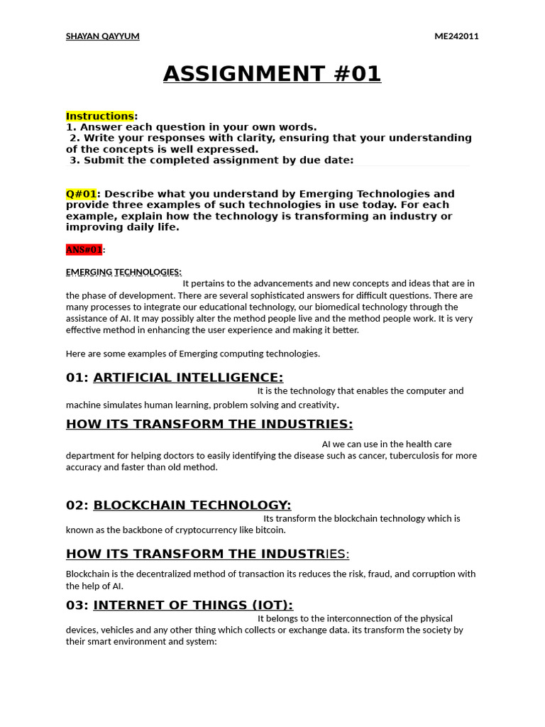 Shayan Qayyum Assignment | PDF | Operating System | Artificial Intelligence