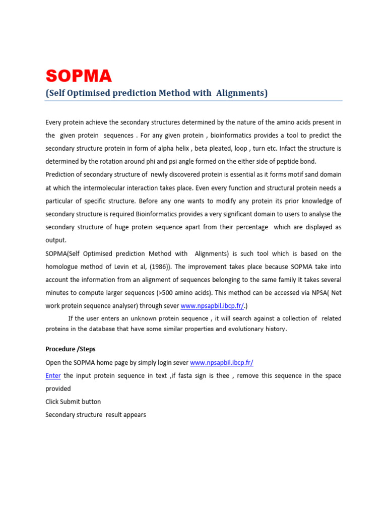 SOPMA-converted | PDF | Proteins | Sequence Alignment