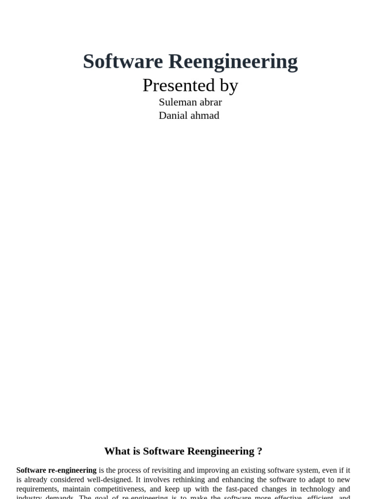 Software Reengineering | PDF | Software | System