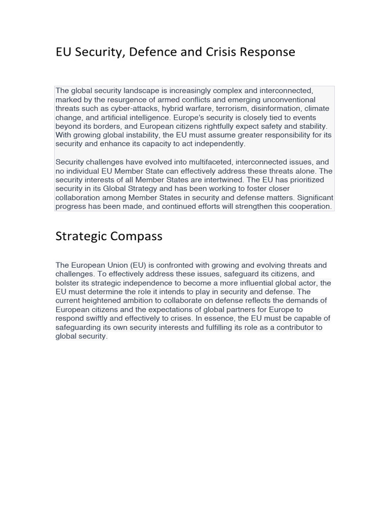 2 - EU Security Defence and Crisis Response | PDF | European Union ...