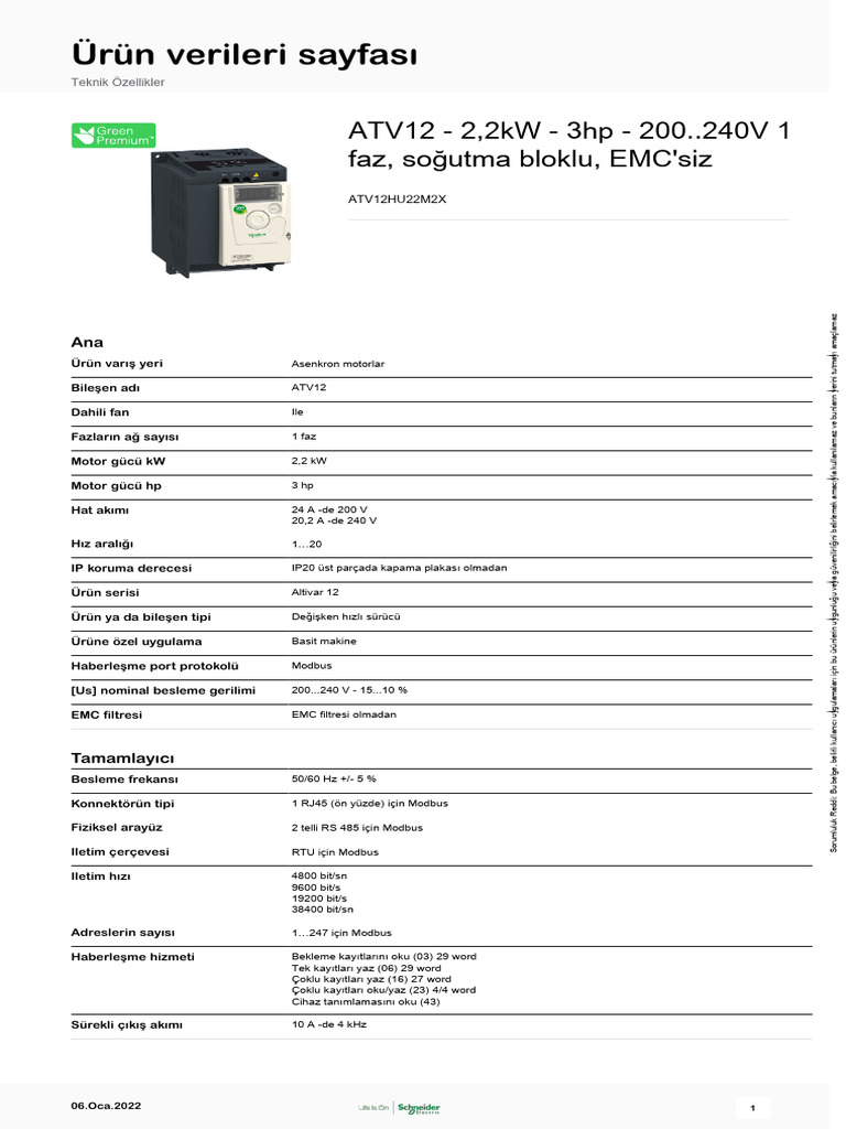 Altivar 12 - ATV12HU22M2X | PDF