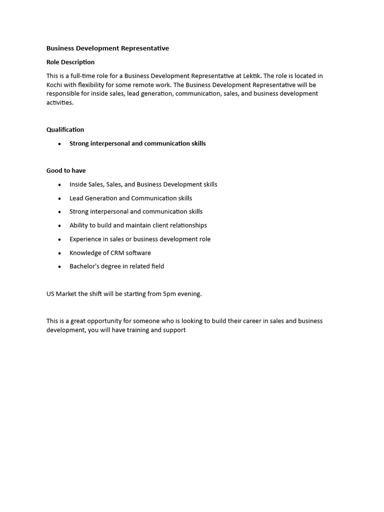 Business Development Representative | PDF