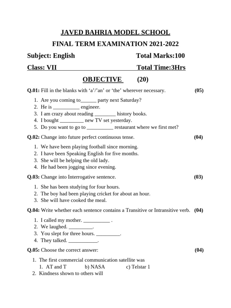 Class Vii English | PDF