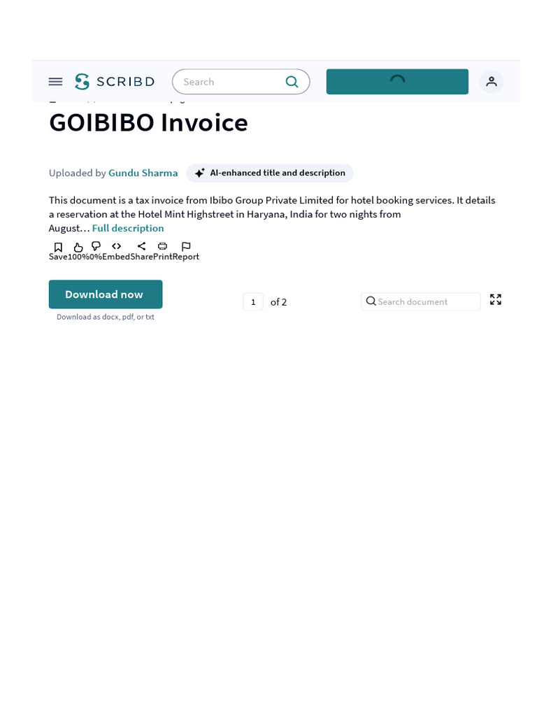 www.scribd.comdocument452837287GOIBIBO-Invoice-docx | PDF
