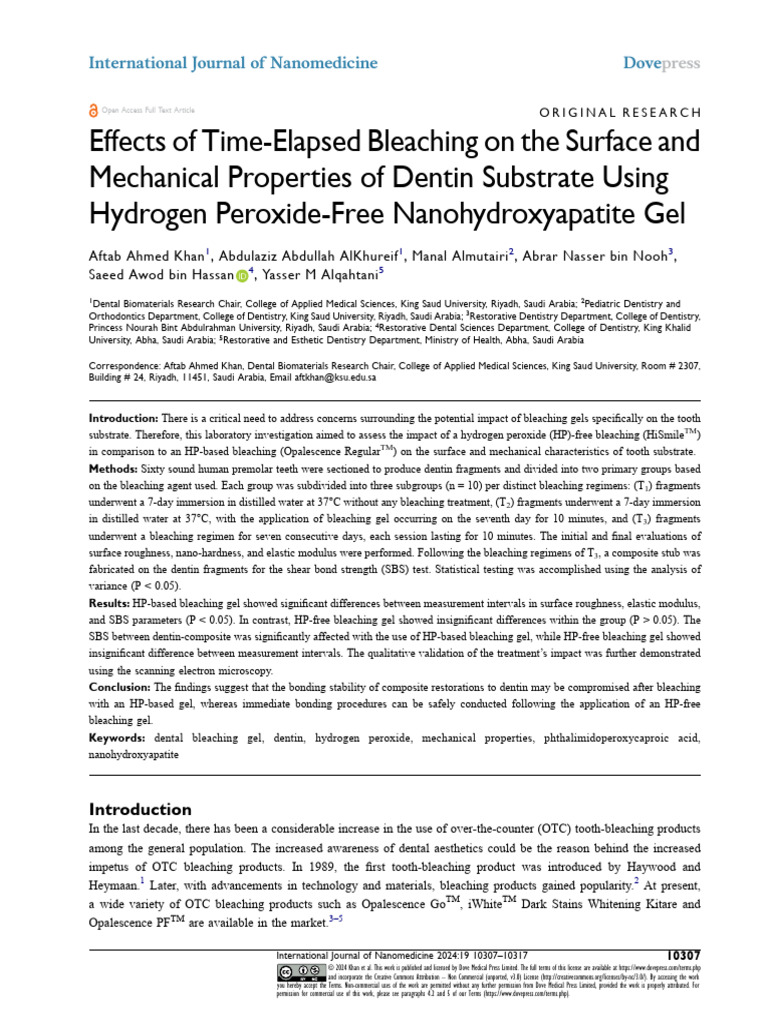 Effects of Time-Elapsed Bleaching On The Surface A | PDF | Tooth Enamel