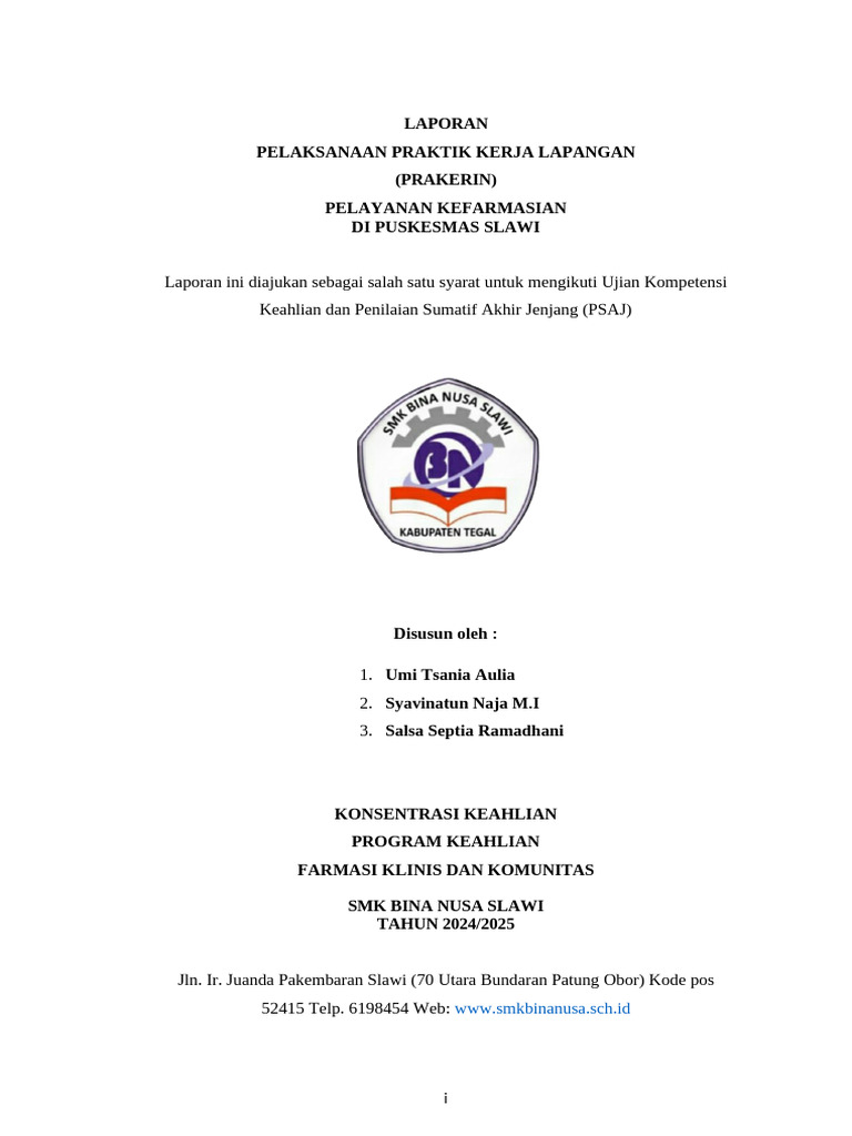 REVISI 3 LAPORAN PKL PUSKESMAS SLAWI | PDF