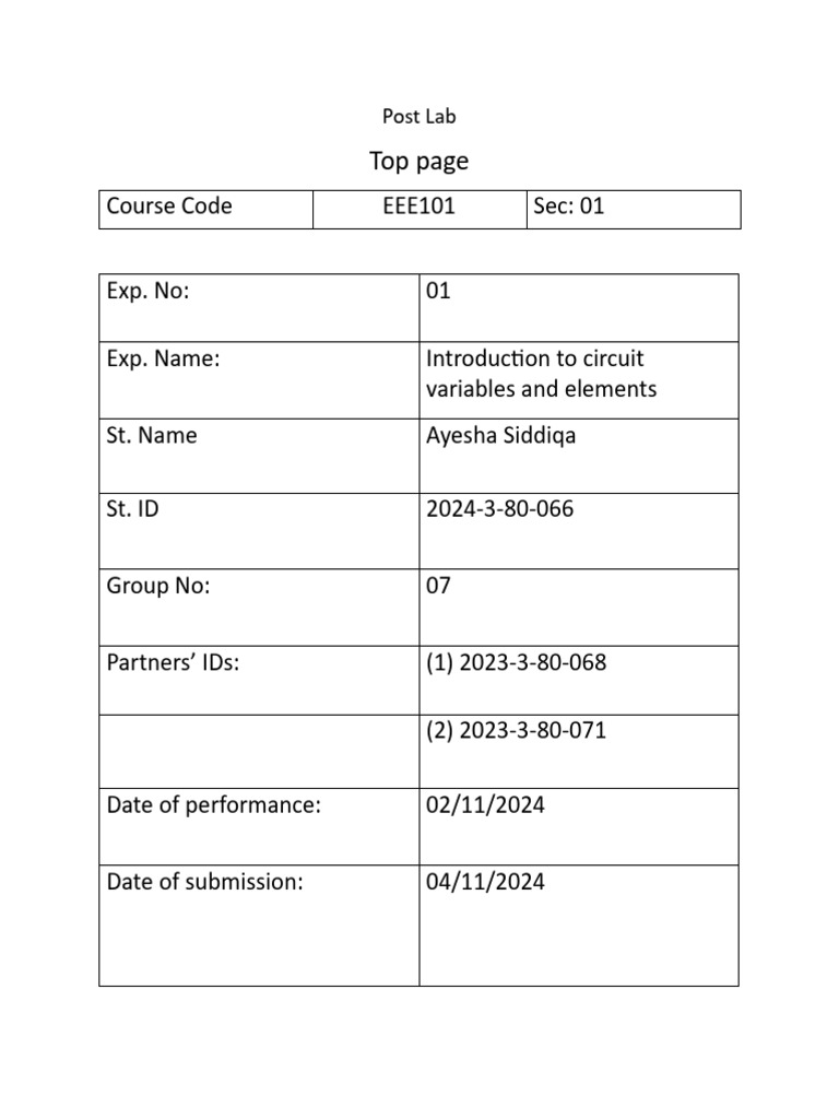 EEE Lab 1 | PDF | Series And Parallel Circuits | Voltage