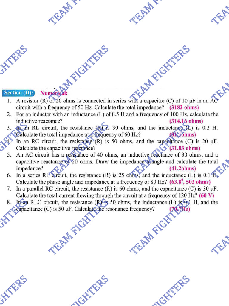 Xii-Physics - Chap 20 Numericals Solved - Team Fighters | PDF