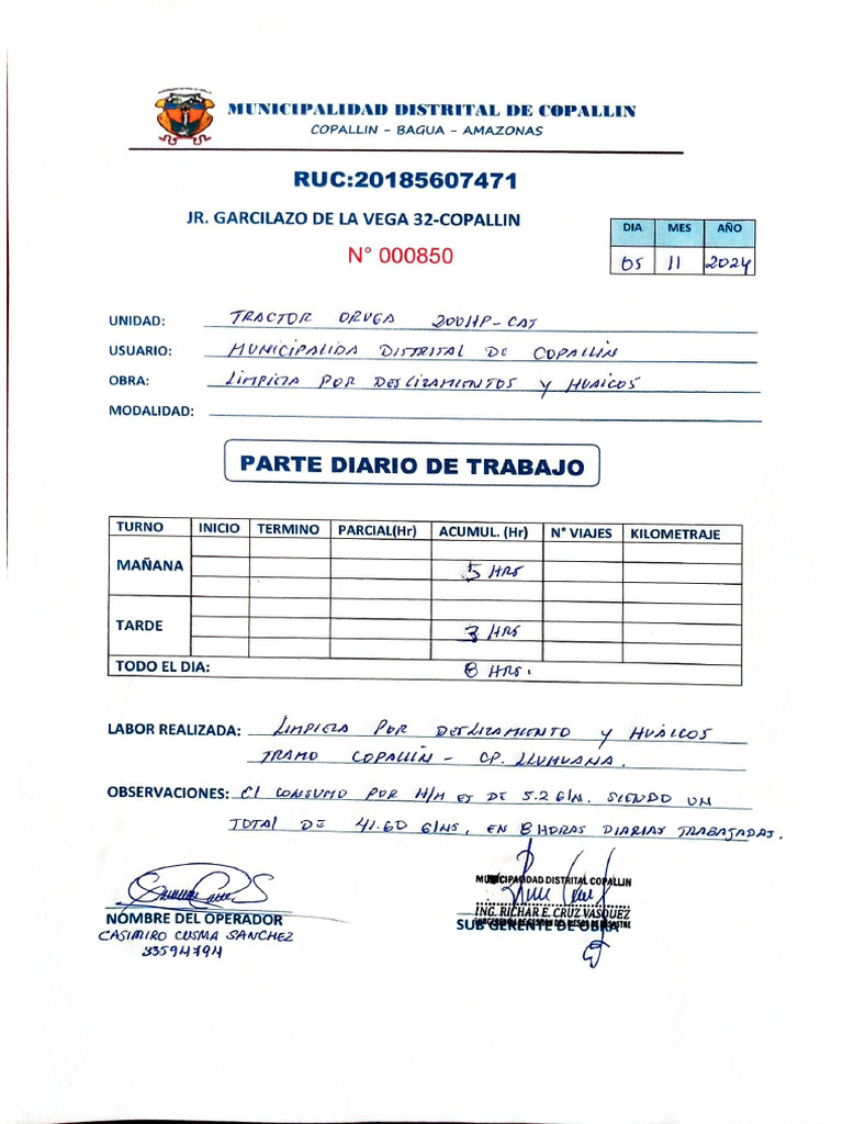 PARTES DIARIOS | PDF